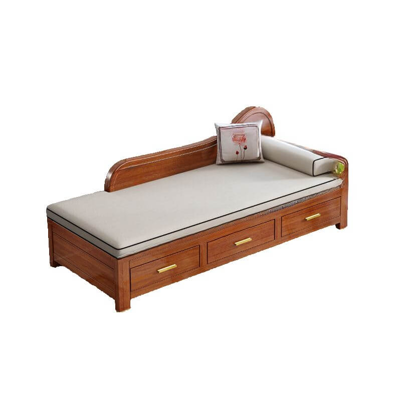 Upholstered Chaise Walnut Lounge Chair for Bedroom with Repository Sto ...