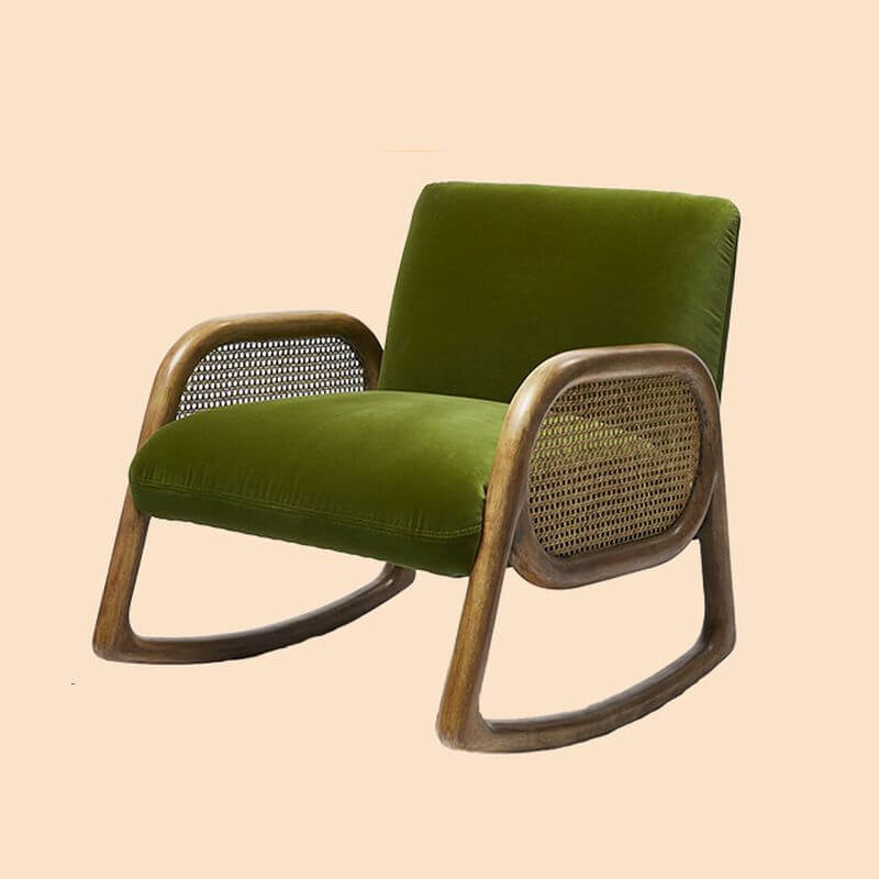 Chalk/Sage Green Art Deco Upholstered Rocking Armchair with Recessed ...