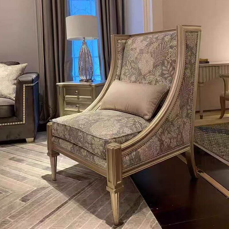Coastal Floral Pattern Accent Chair with Nailhead Border - Cocochairs ...