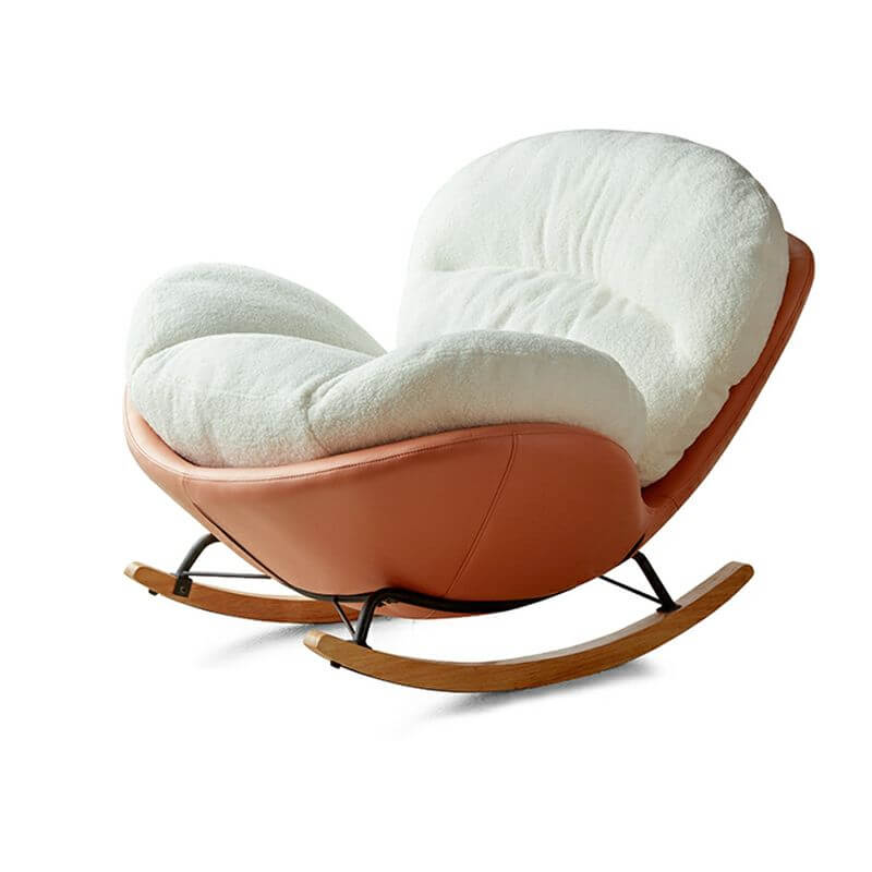 Modern Upholstered Armless Rocking Chair - Natural Wood Legs and ...