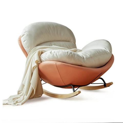 Modern Upholstered Armless Rocking Chair - Natural Wood Legs and ...