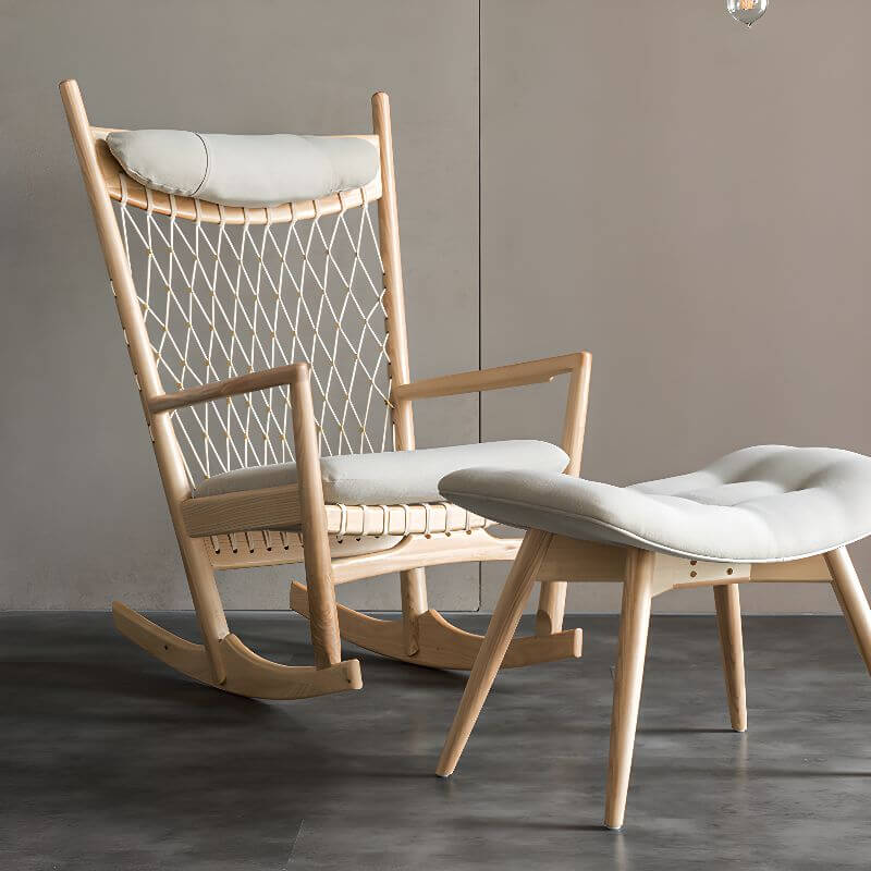 Nordic Natural Wood Rocking Armchair with Round Arm - Cocochairs ...