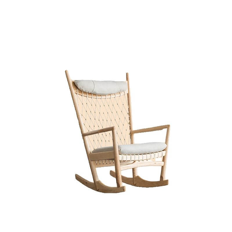 Nordic Natural Wood Rocking Armchair with Round Arm - Cocochairs ...