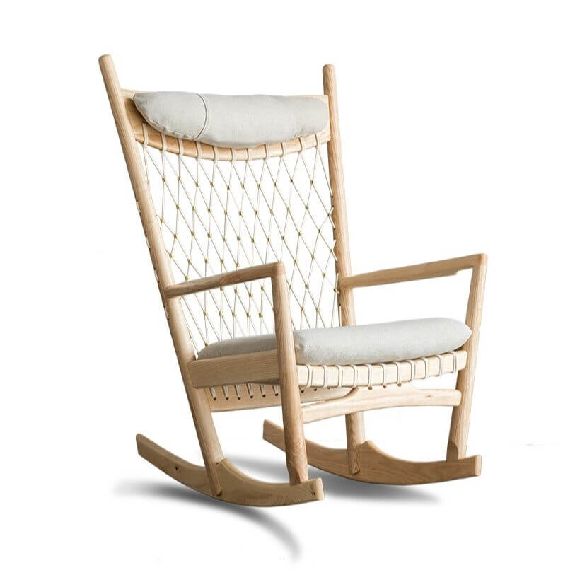 Nordic Natural Wood Rocking Armchair with Round Arm - Cocochairs ...