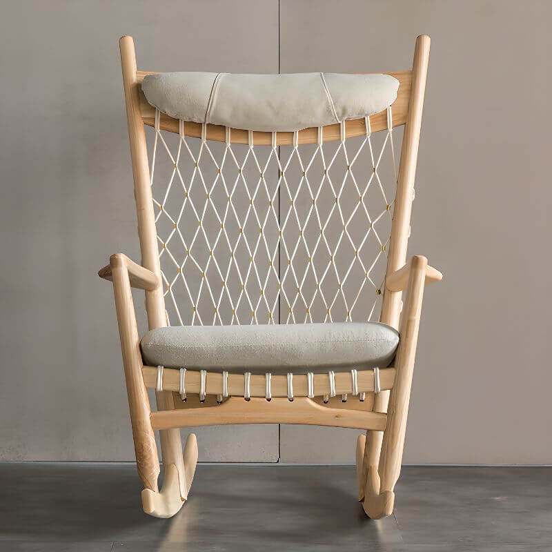 Nordic Natural Wood Rocking Armchair with Round Arm - Cocochairs ...