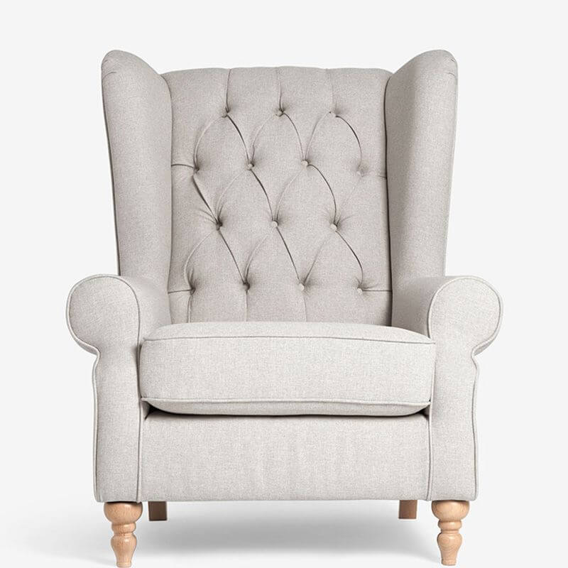 Old School Cream/Sepia Solid Color Lounge Chair with Armrest, Tufted ...