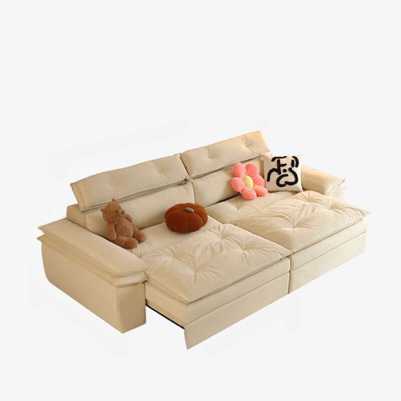 Simplistic Solid Color Water Resistant Standard Sofa in Beige ...