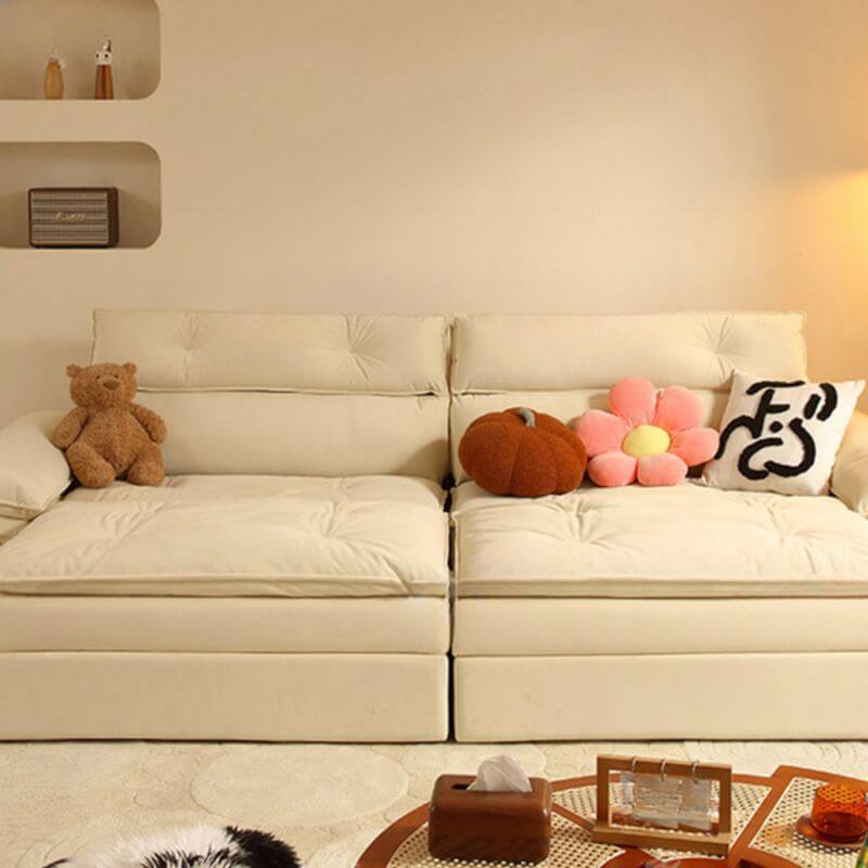 Simplistic Solid Color Water Resistant Standard Sofa in Beige ...