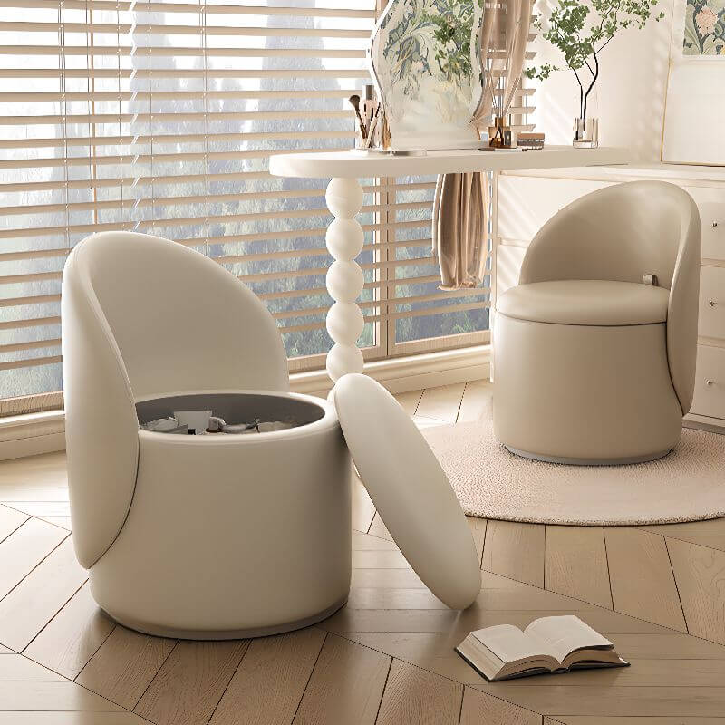 Trendy Citrus Color/Grey/Khaki Upholstered Storage Ottomans, Drum/Solid ...