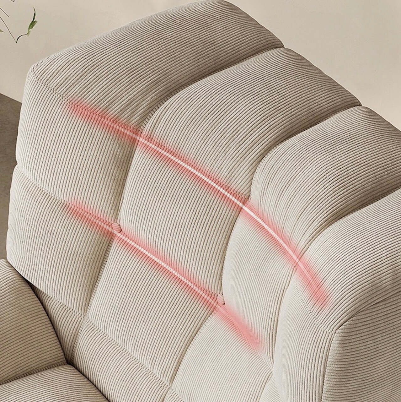 Vintage Beige Corduroy Caterpillar Chair Lounge Chair Single Sofa with ...