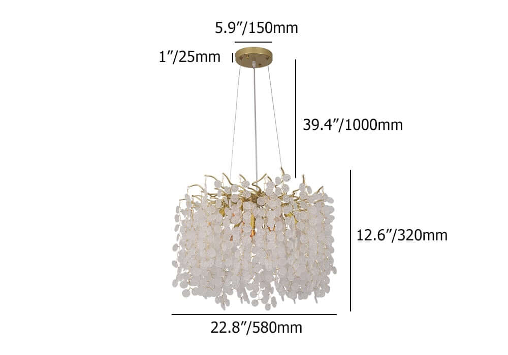 Art Deco Crystal Chandelier with Gold Organic Frame – 9-Light Statement ...