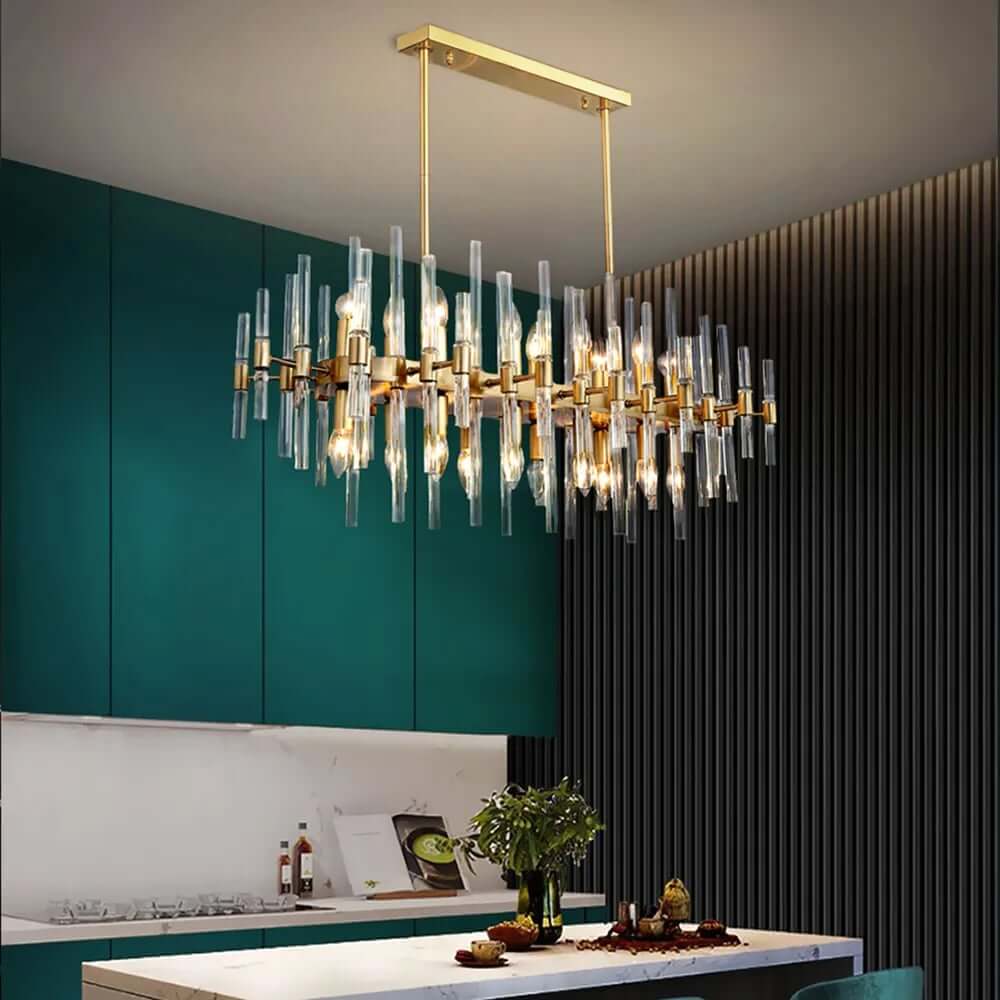 Brass Geometric Glass Pendant Light - Ambient Kitchen Island Fixture ...