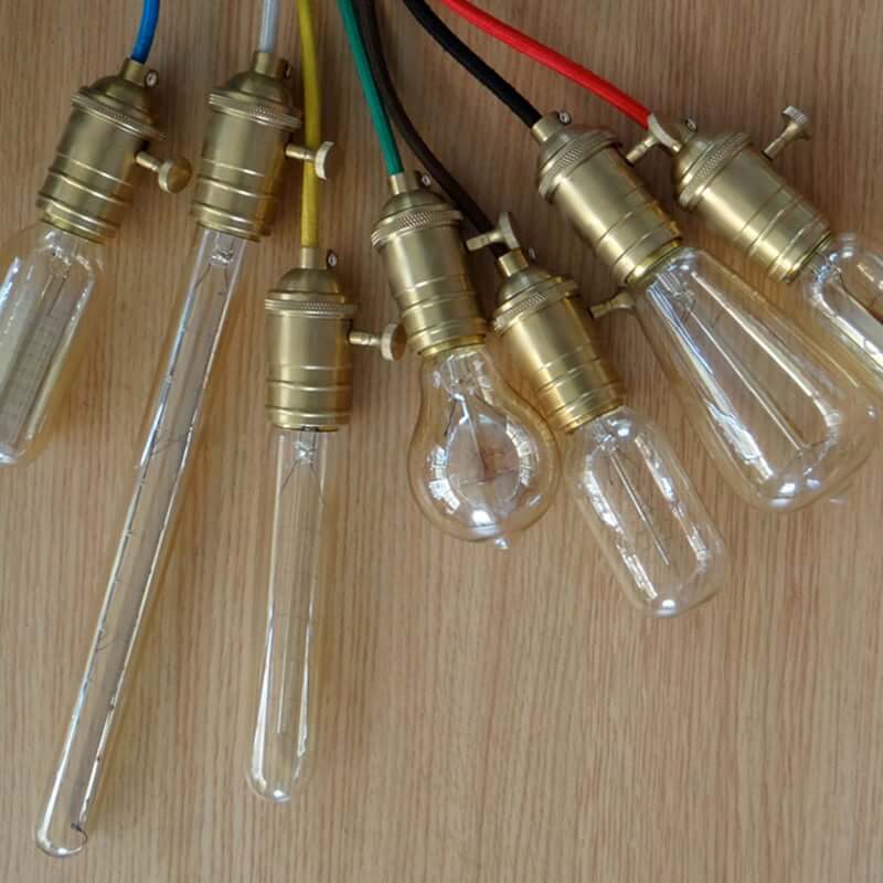 Brass Industrial Pendant Light with Adjustable Black Fabric Cable ...