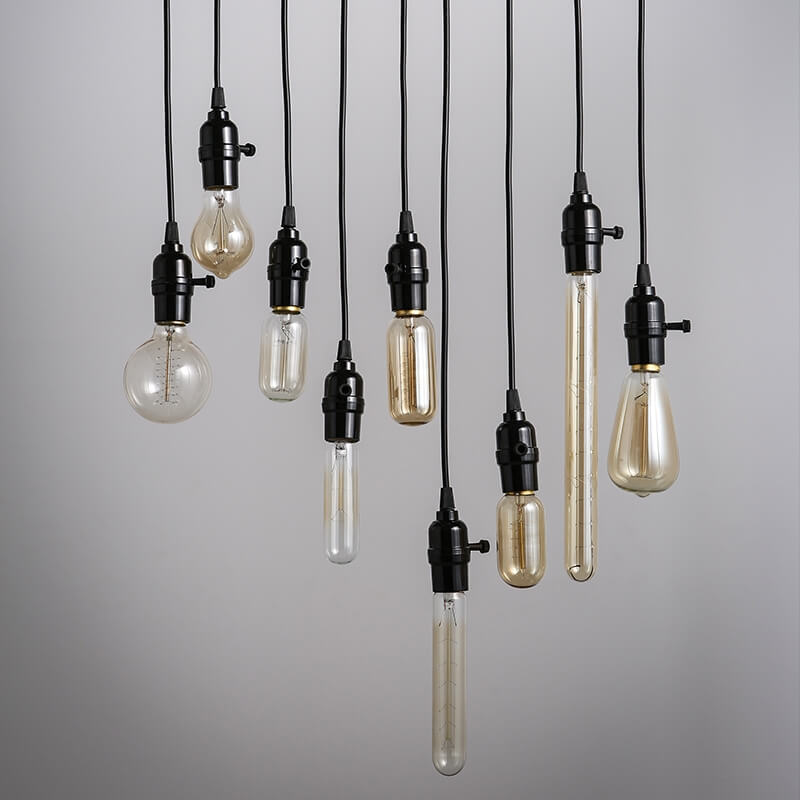 Brass Industrial Pendant Light with Adjustable Black Fabric Cable ...