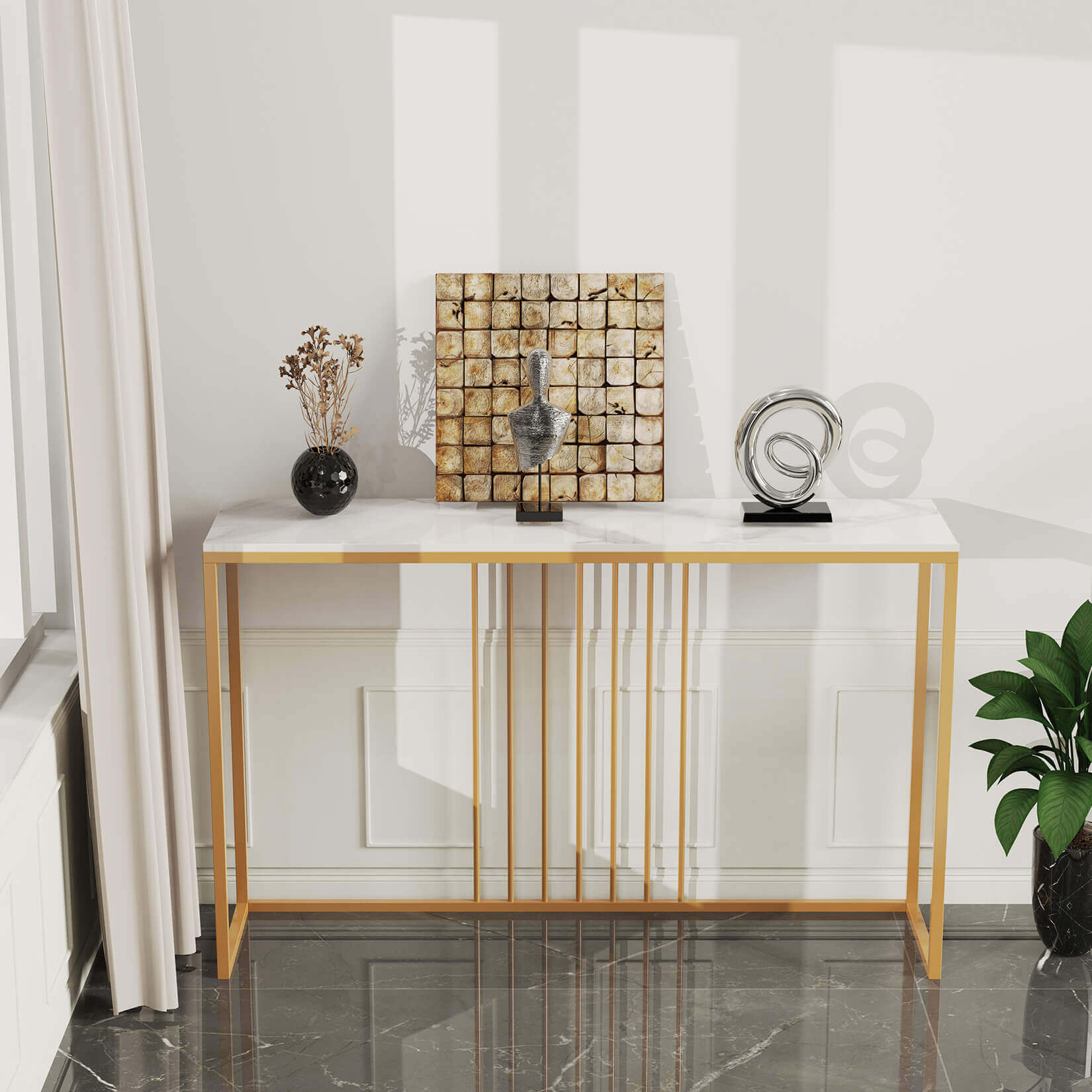 Elegant Nordic Stone Top Console Table – cocochairs