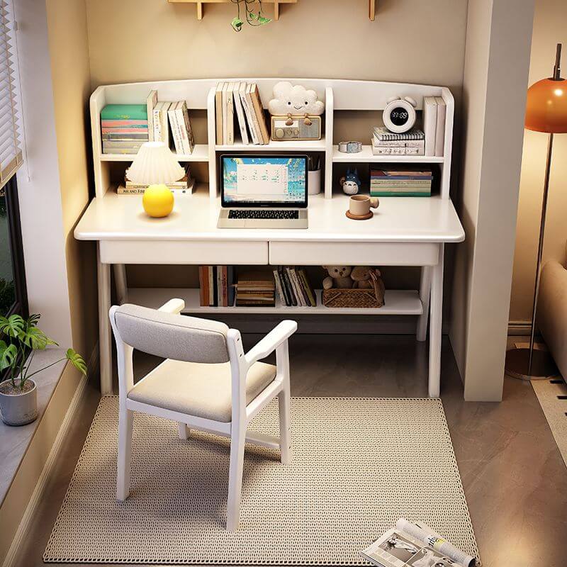 Elegant Walnut Writing Desk with Storage and Hutch for Kids – cocochairs
