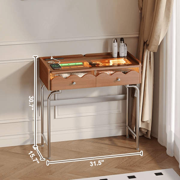 French Style Solid Wood Makeup Vanity with Touch LED Lighting – cocochairs