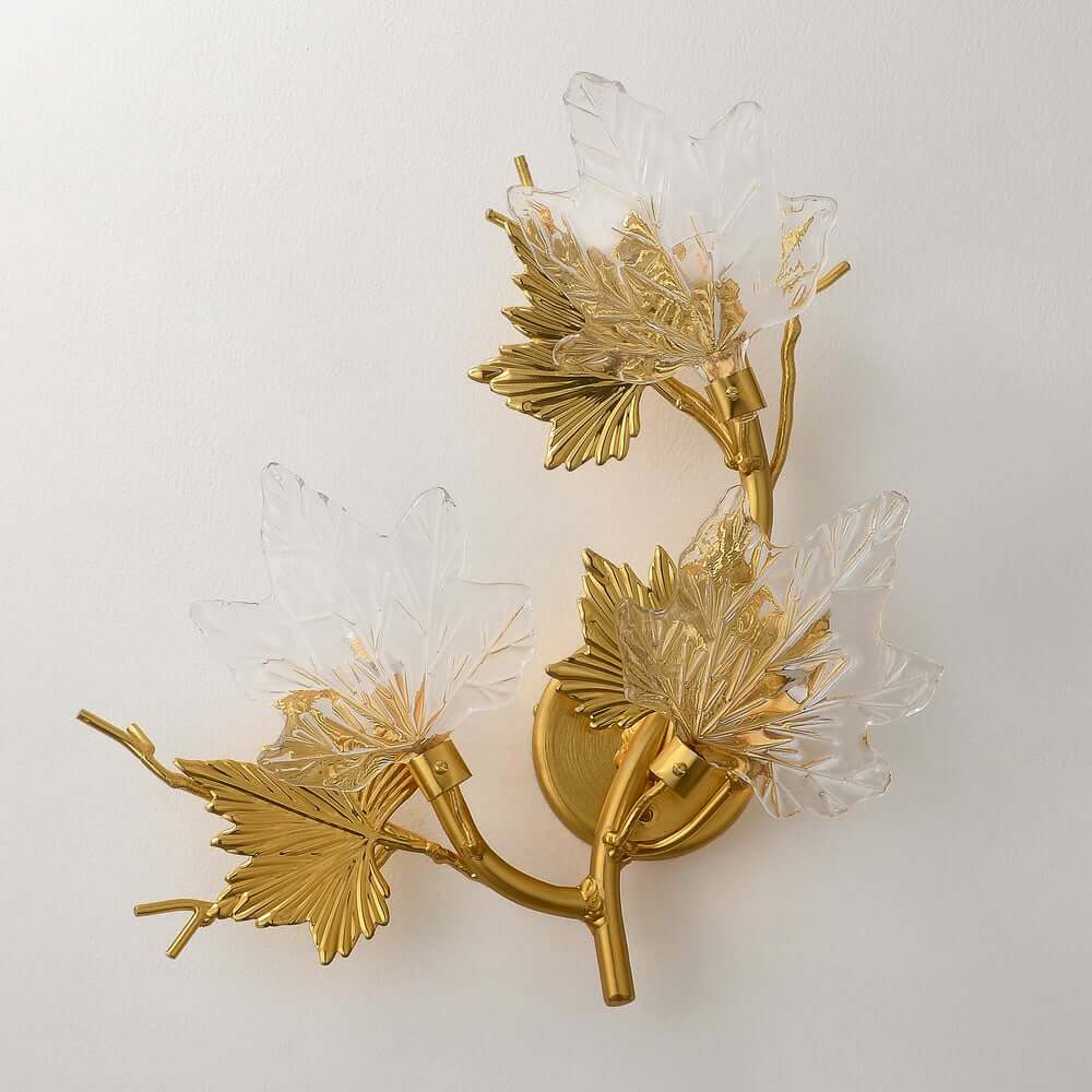 Gold Flush Mount Wall Light with Clear Glass Shades, 3-Light Modern ...