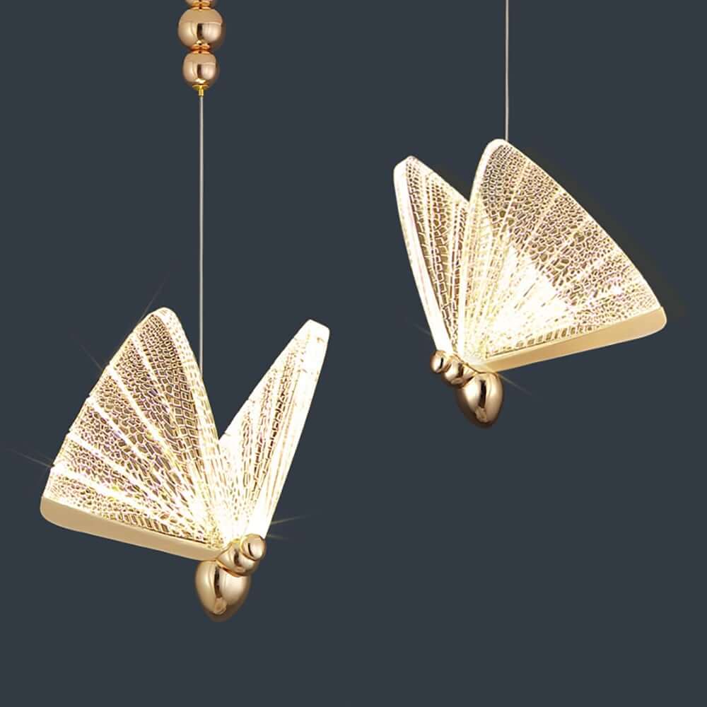 Gold Modern PMMA Butterfly Pendant Light - Adjustable Height Ceiling ...