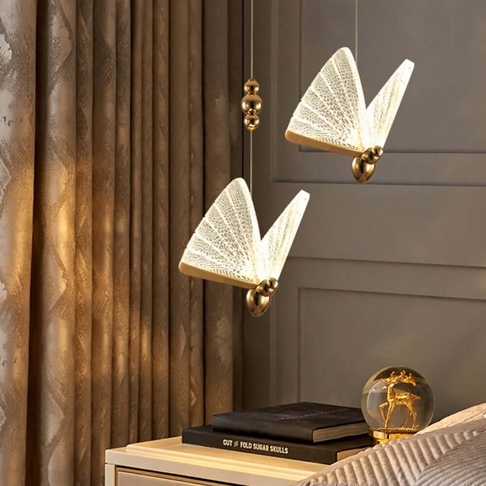 Gold Modern PMMA Butterfly Pendant Light - Adjustable Height Ceiling ...