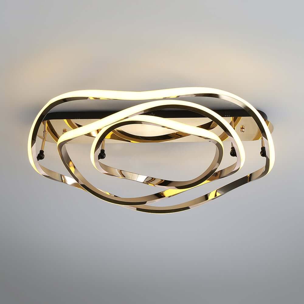 Gold Stainless Steel Modern Semi Flush Mount Light for Ambient Lighting ...