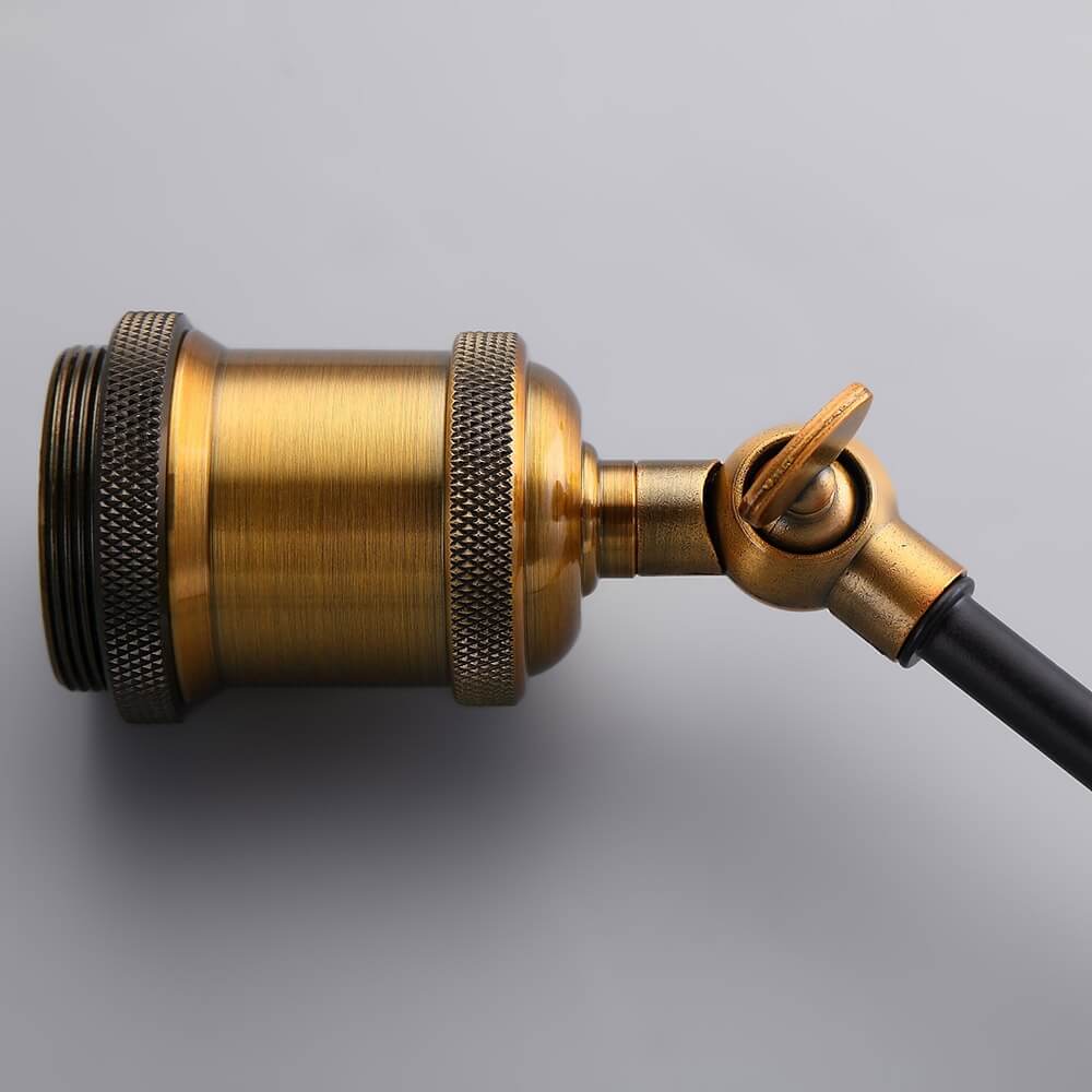 Industrial Swing Arm Wall Sconce – Dual-Head Black Metal with Brass ...