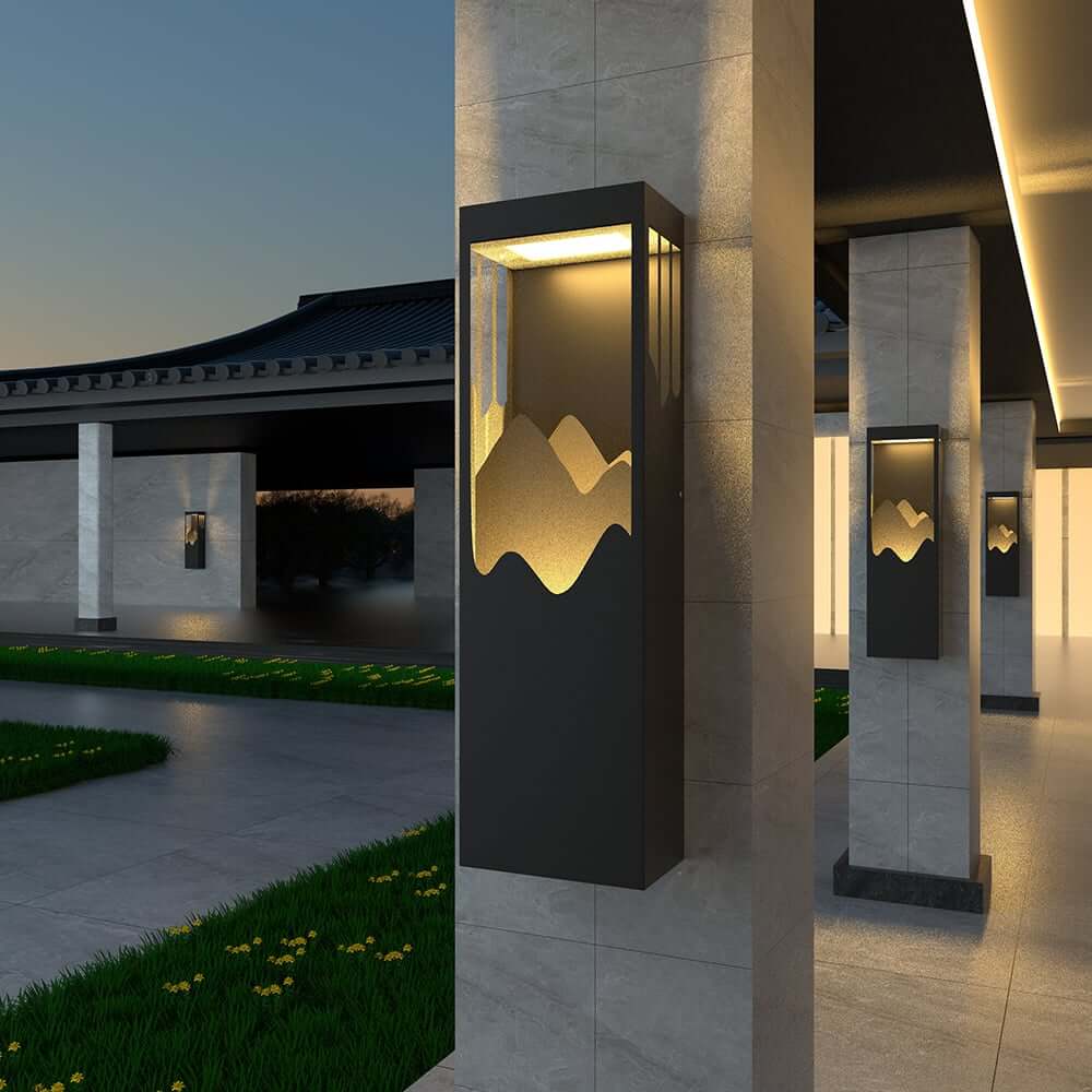 Modern Black Metal Flush Mount Outdoor Wall Light with Integrated LED ...