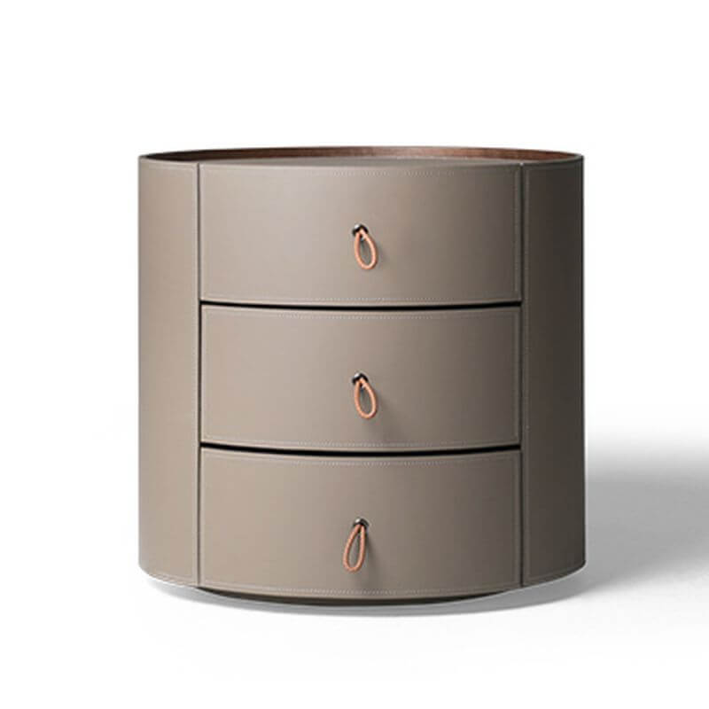 Modern Brown Faux Leather Nightstand with Drawers – cocochairs