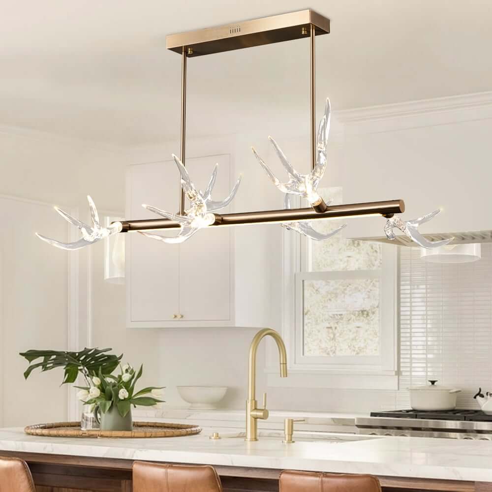 Modern Linear Resin Antler Ceiling Light with Integrated LED – cocochairs