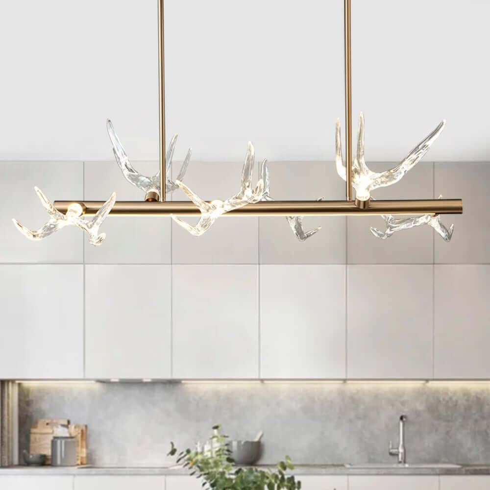 Modern Linear Resin Antler Ceiling Light with Integrated LED – cocochairs