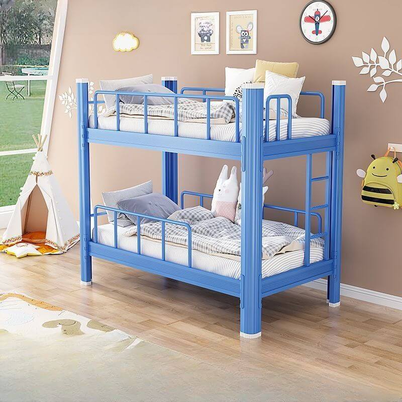 Modern Metal Bunk Bed for Kids – White and Blue Design – cocochairs