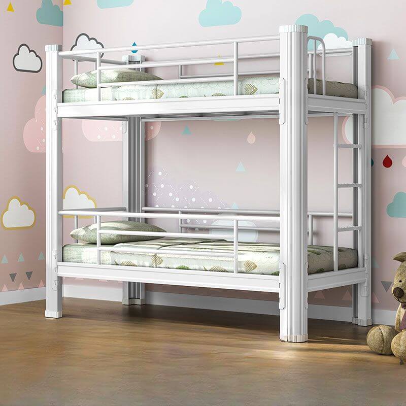 Modern Metal Bunk Bed with Ladder in White for Kids' Bedrooms – cocochairs