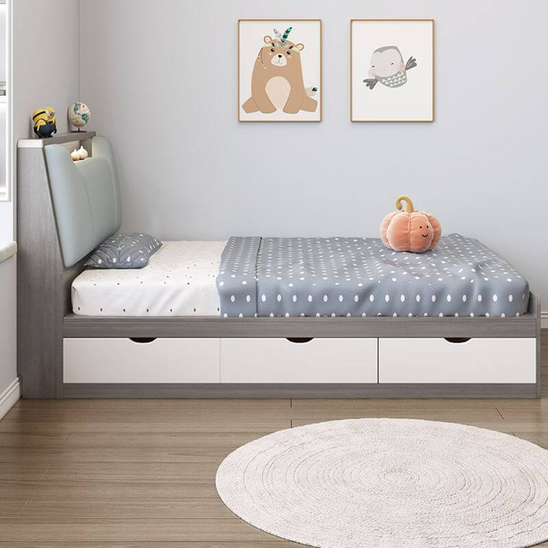 Modern Natural/White Storage Bed with Drawers for Kids' Rooms – cocochairs