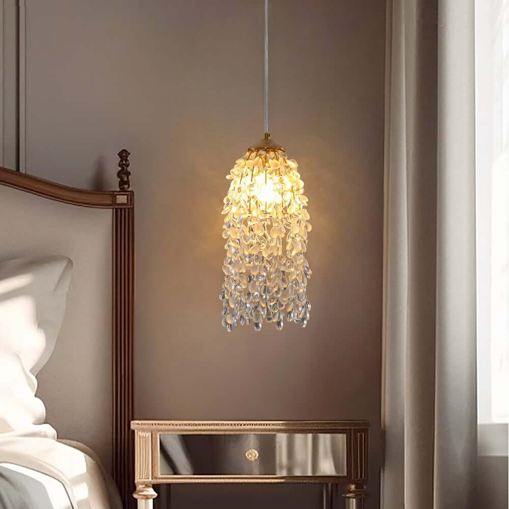 Modern Tiered Crystal Pendant Light with Adjustable Height and Three ...