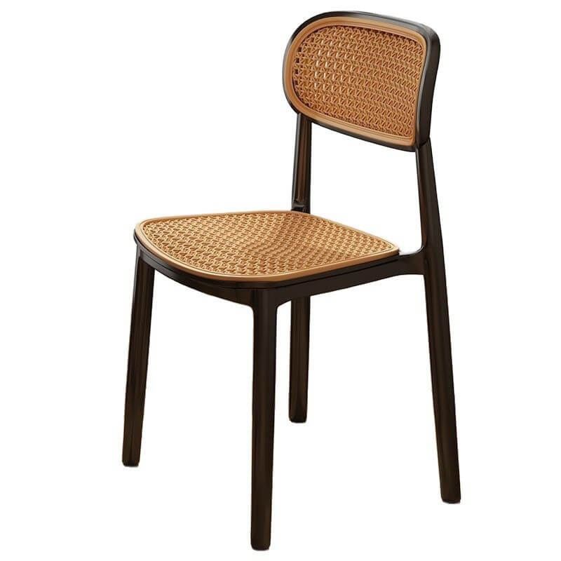 Modern Upholstered Side Chair with Rattan Back and Wood Legs – cocochairs