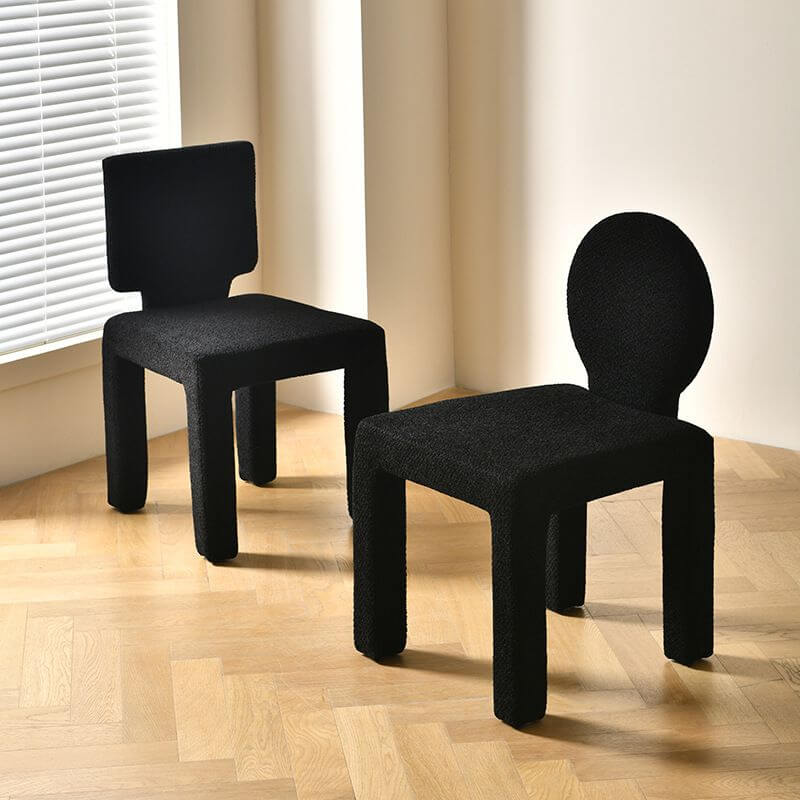 Modern Upholstered Side Chair with Solid Low Back and Tapered Wood Legs ...