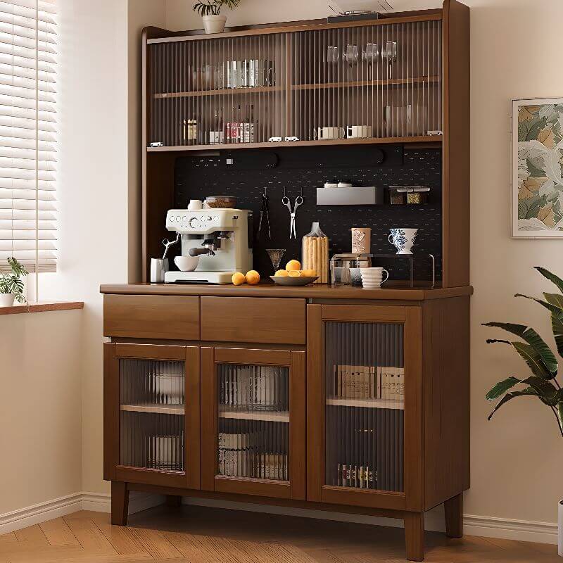Modern Walnut Wood Sideboard/Credenza with Open Storage – cocochairs