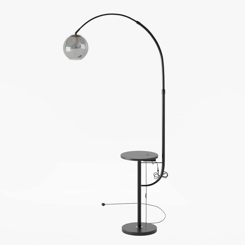 Modern White & Gold Arc Floor Lamp with Tray Table and USB Port ...