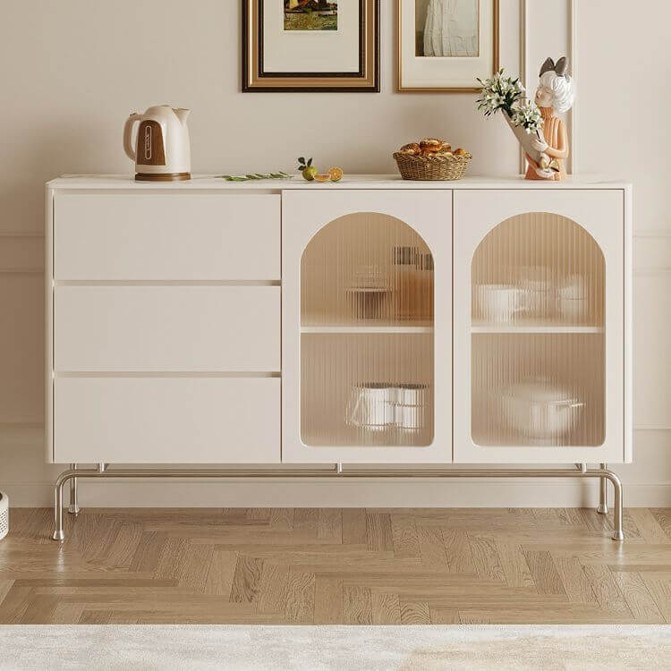 Modern White Wood Server with Stone Countertop – Stylish and Functional ...