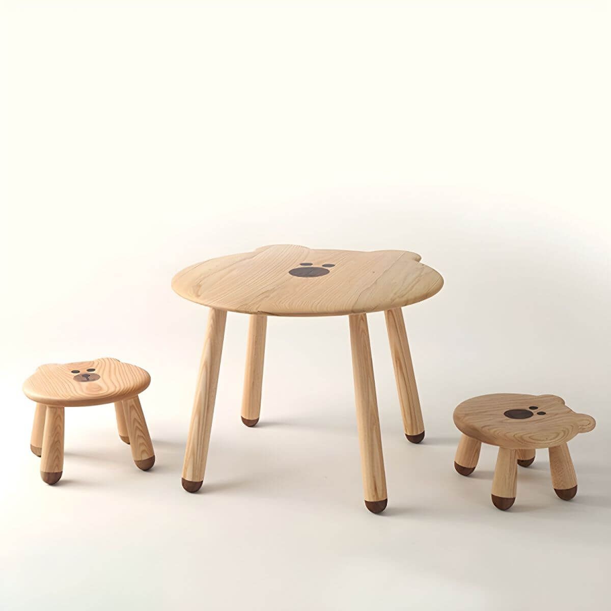 Natural Finish Ash Animal-Themed Kids Stool - 1, 2, or 4 Piece Set ...