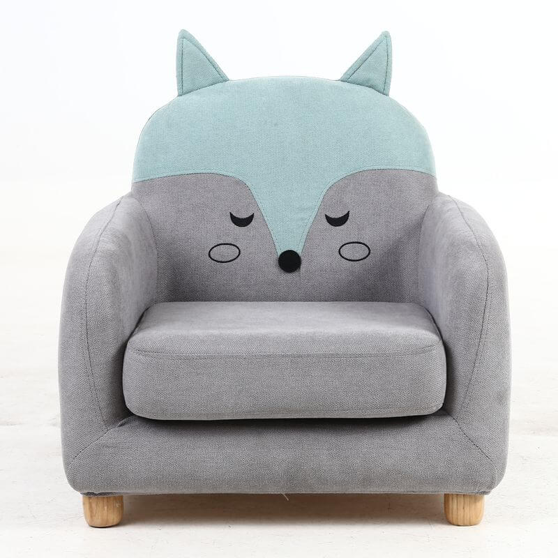 Novelty Animal-Themed Upholstered Kids Sofa in Blue – cocochairs