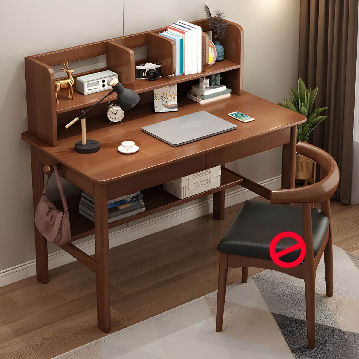 Rubberwood Writing Desk with Hutch and Chair – Modern Kids Desk Set ...