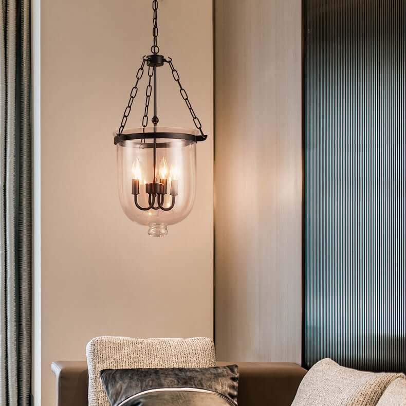 Rustic Black Metal 3-Light Pendant Light with Glass Shades – cocochairs