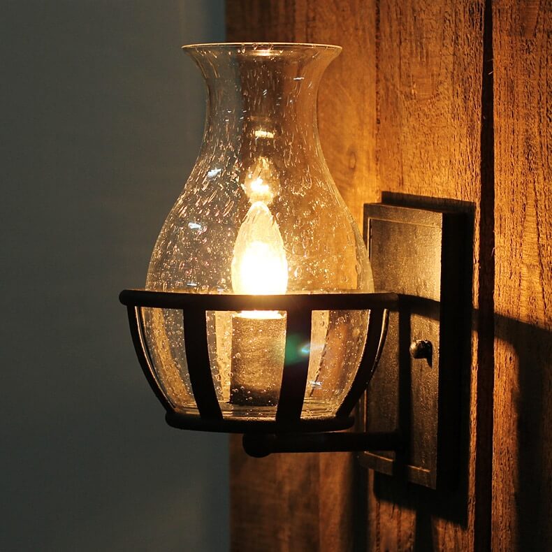 Rustic Glass Barn Wall Light Sconce - Hardwired Ambient Lighting ...