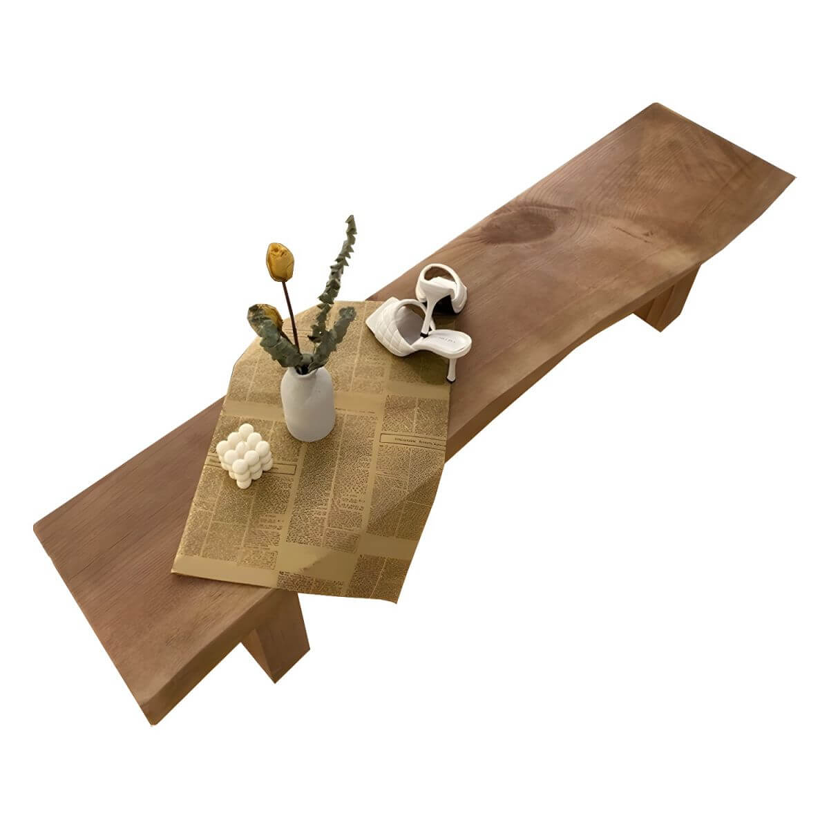 Rustic Pine Dining Bench with Sled Base and Natural Wood Grain – cocochairs