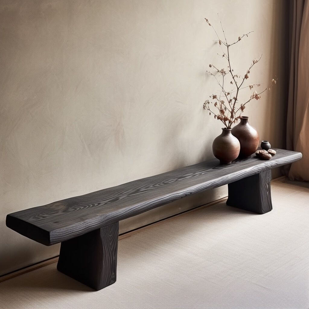Shou Sugi Ban Charred Wood Living Room Bench Series – cocochairs
