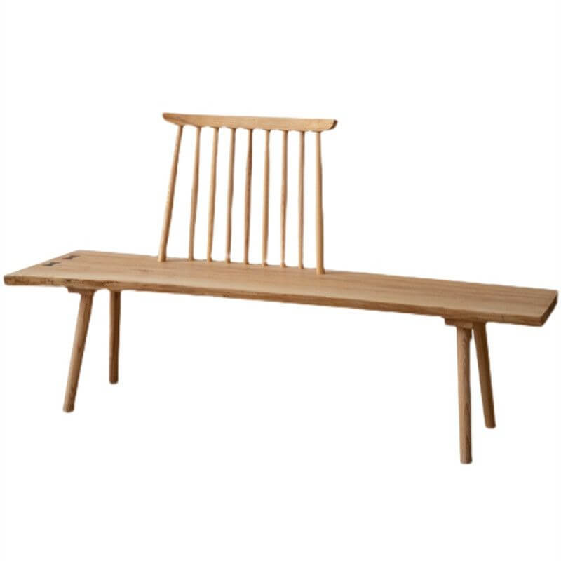Solid Ash Wood Tall Indoor Bench with Slatted Back and Clean Lines ...