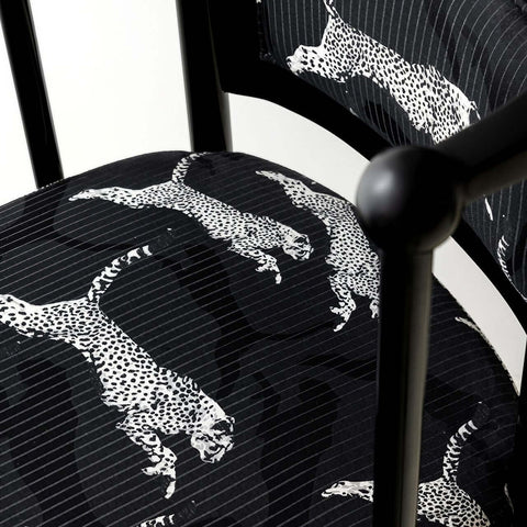 Vintage Black Fabric Leopard Print Dining Chair - Single Seat – cocochairs