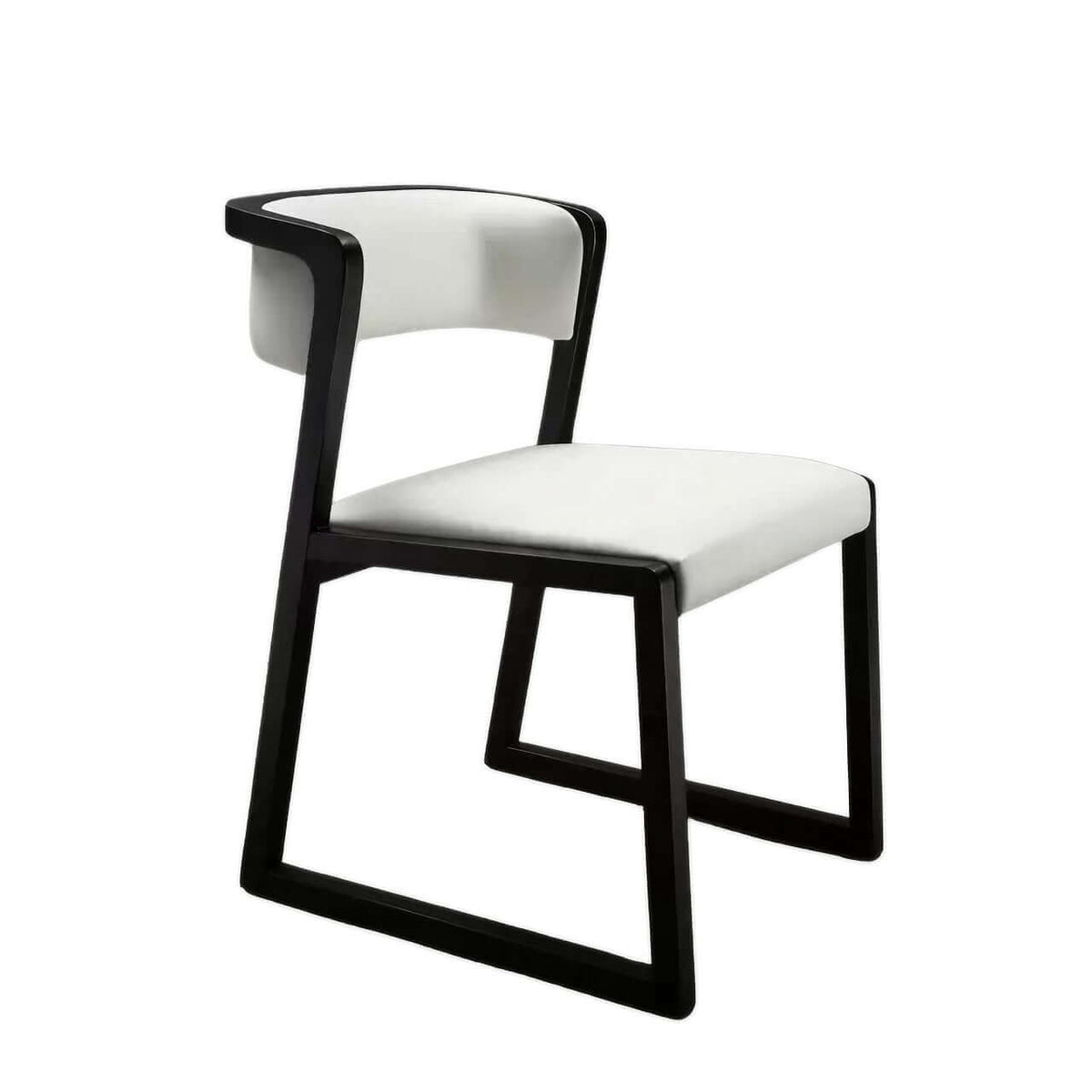 White Durable Leather Single Dining Chair with Solid Wood Frame - Mode ...